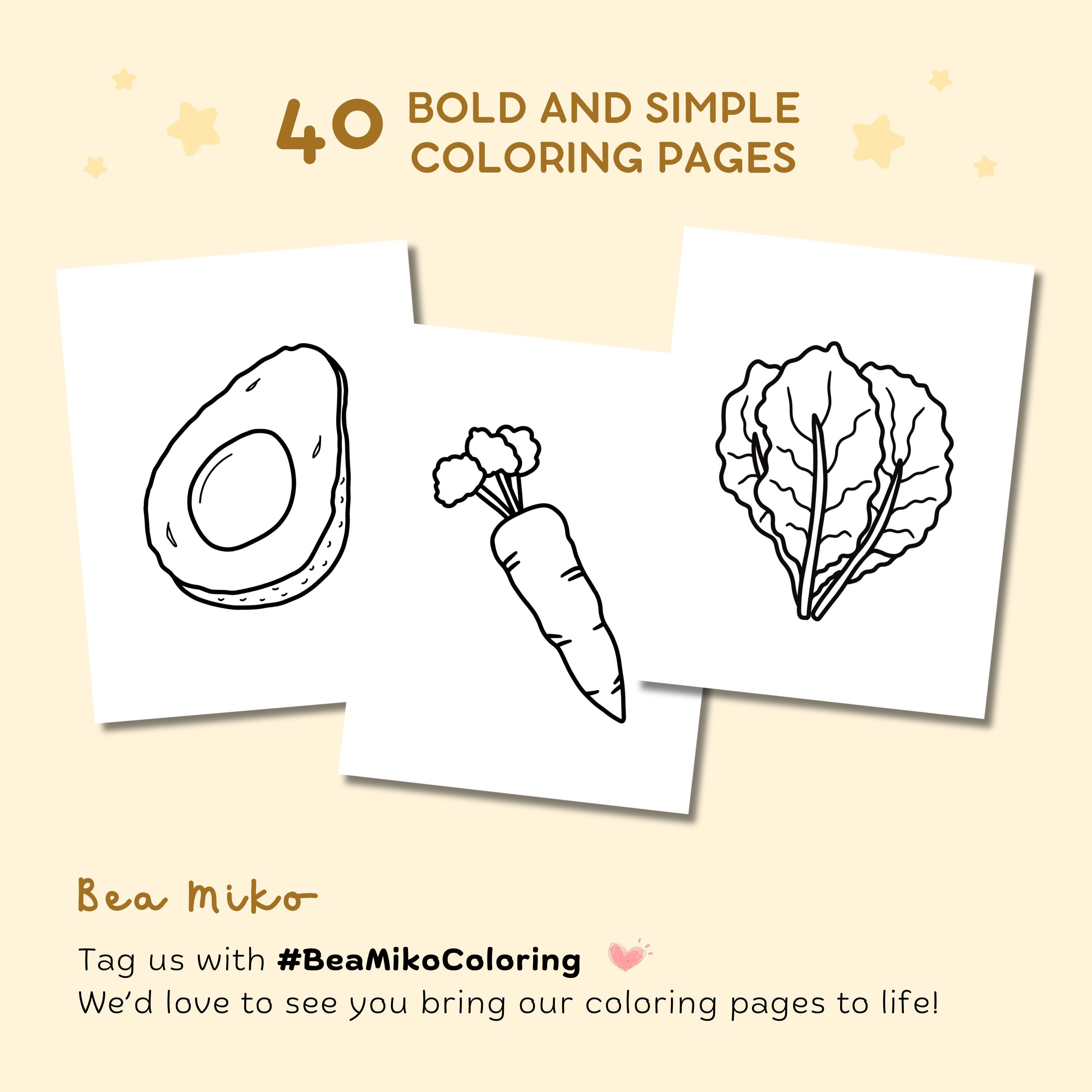 40 Healthy Food Coloring Pages for Kids and Adults | Printable Bold and ...