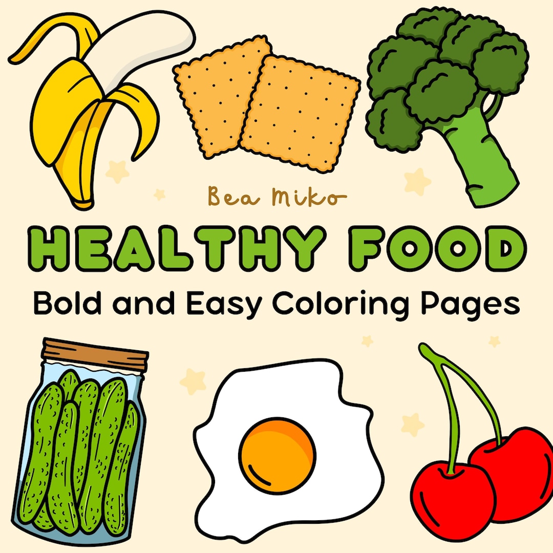 40 Healthy Food Coloring Pages for Kids and Adults | Printable Bold and ...