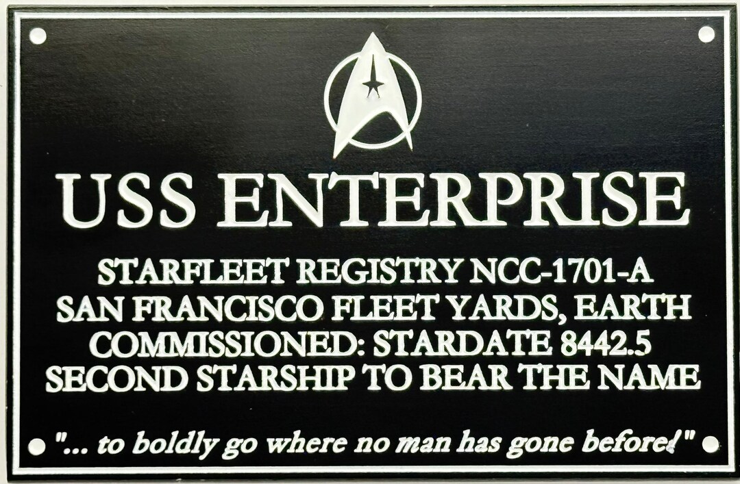 Star Trek DEDICATION PLAQUE #2 Ncc-1701-a - Etsy