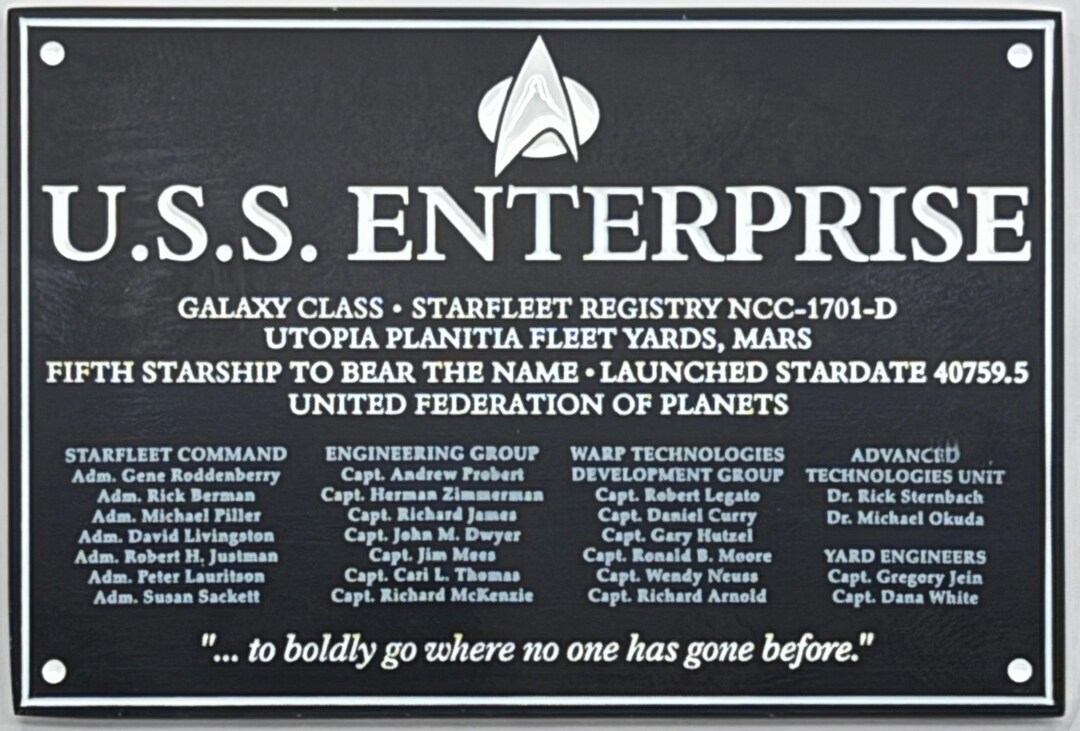 Star Trek DEDICATION PLAQUE #1 Ncc-1701-d - Etsy