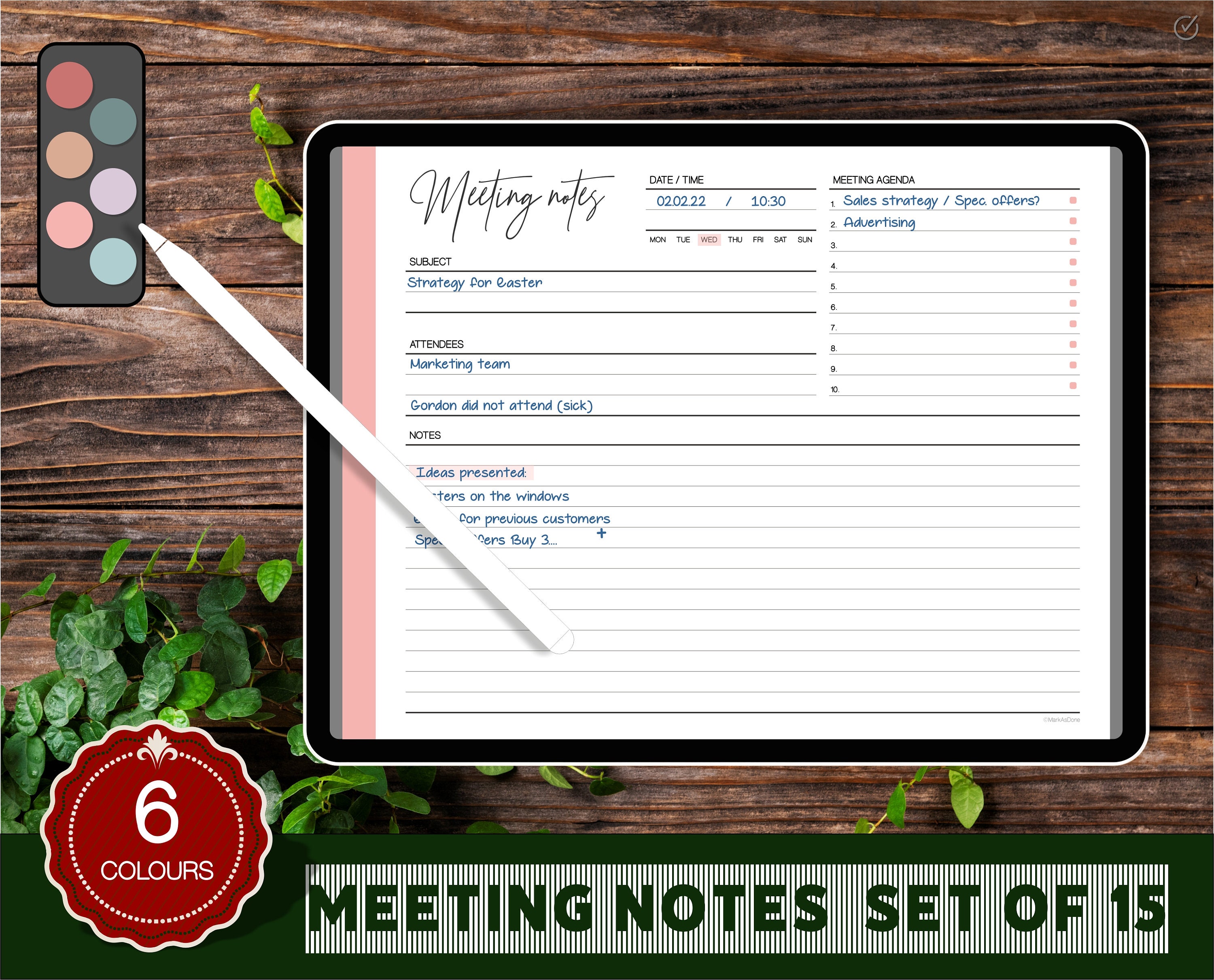 Meeting Notes Set of 15 Digital Planner Templates Ipad Planner - Etsy