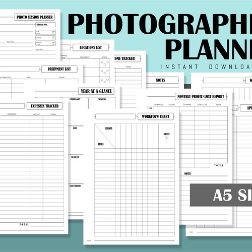 Paper Planner Insert Photoshoot Planner Photographer Business Planner ...