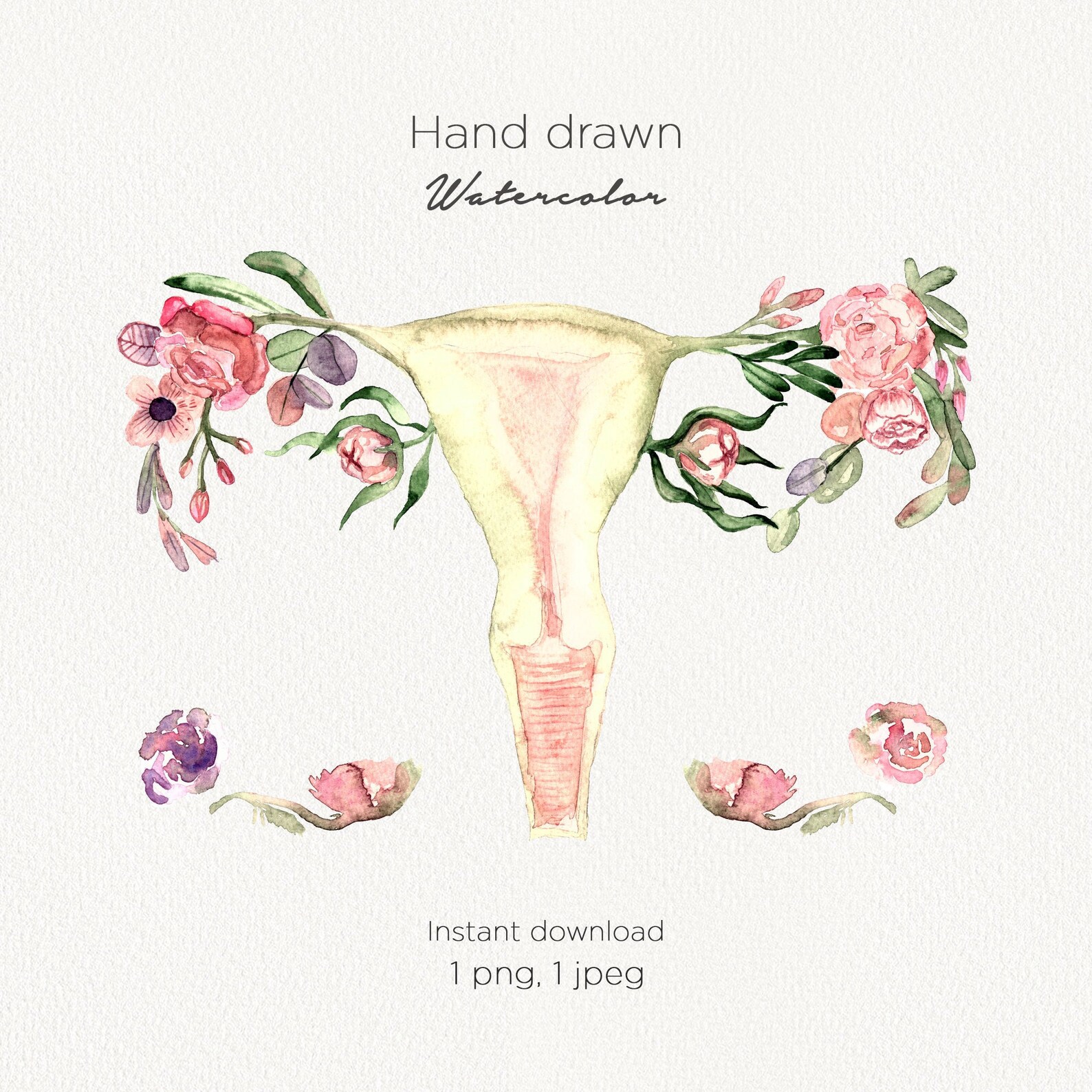 Uterus Png Watercolor Printable Instant Download Uterus Etsy