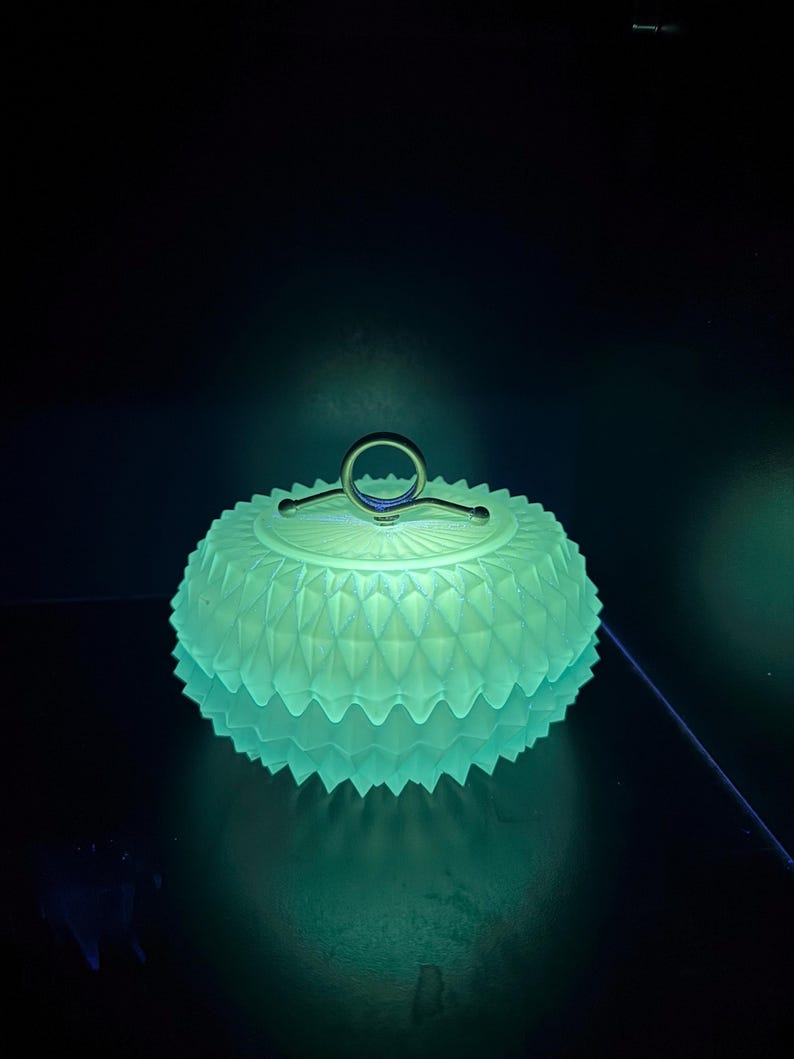 Vintage Horizon Blue Diamond Point Candy Dish - Indiana Glas, UV ...