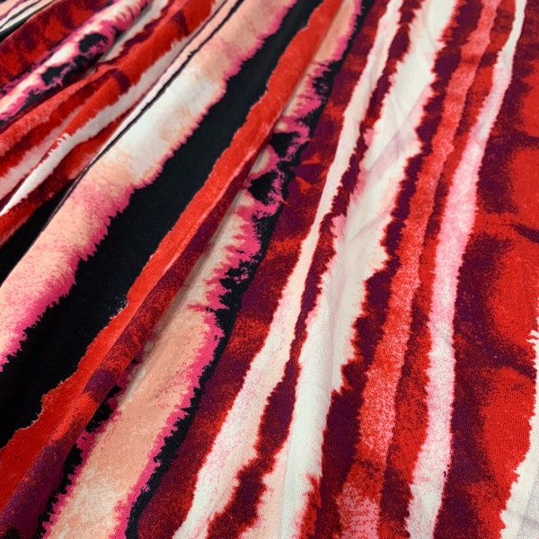 Stretch Red and White Stripe Fabric - Etsy