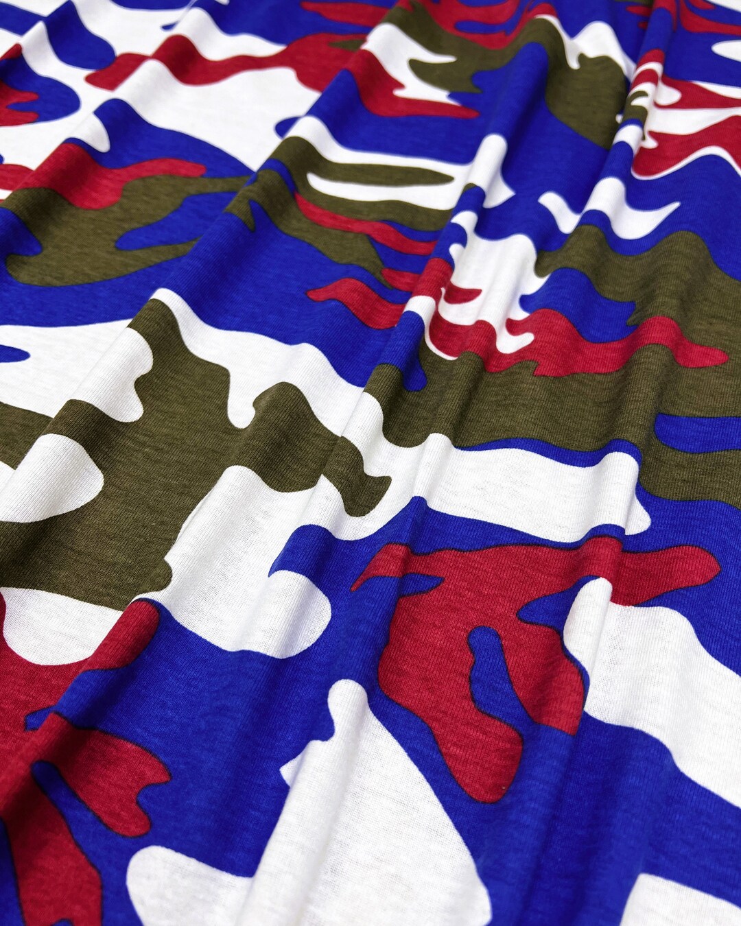 Cotton Spandex Fabric, Jersey Knit, Red/white/blue/army Green Camo ...