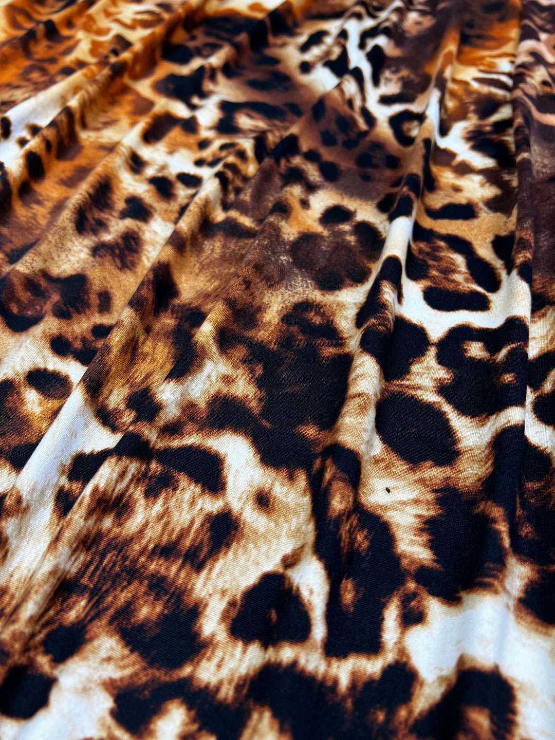 Double Brushed Poly, Brown/caramel Tie-dye Leopard Print, Poly Spandex ...