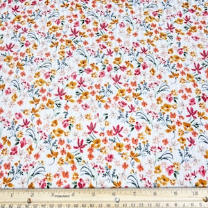 Rib Knit Fabric, 4x2 Rib, Colorful Wildflower Print, 3 Color Ways, Poly ...