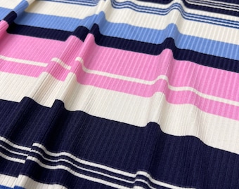 Rib Knit Fabric, Ditsy White Floral Print W/ Black Base, 2x2 Rib ...