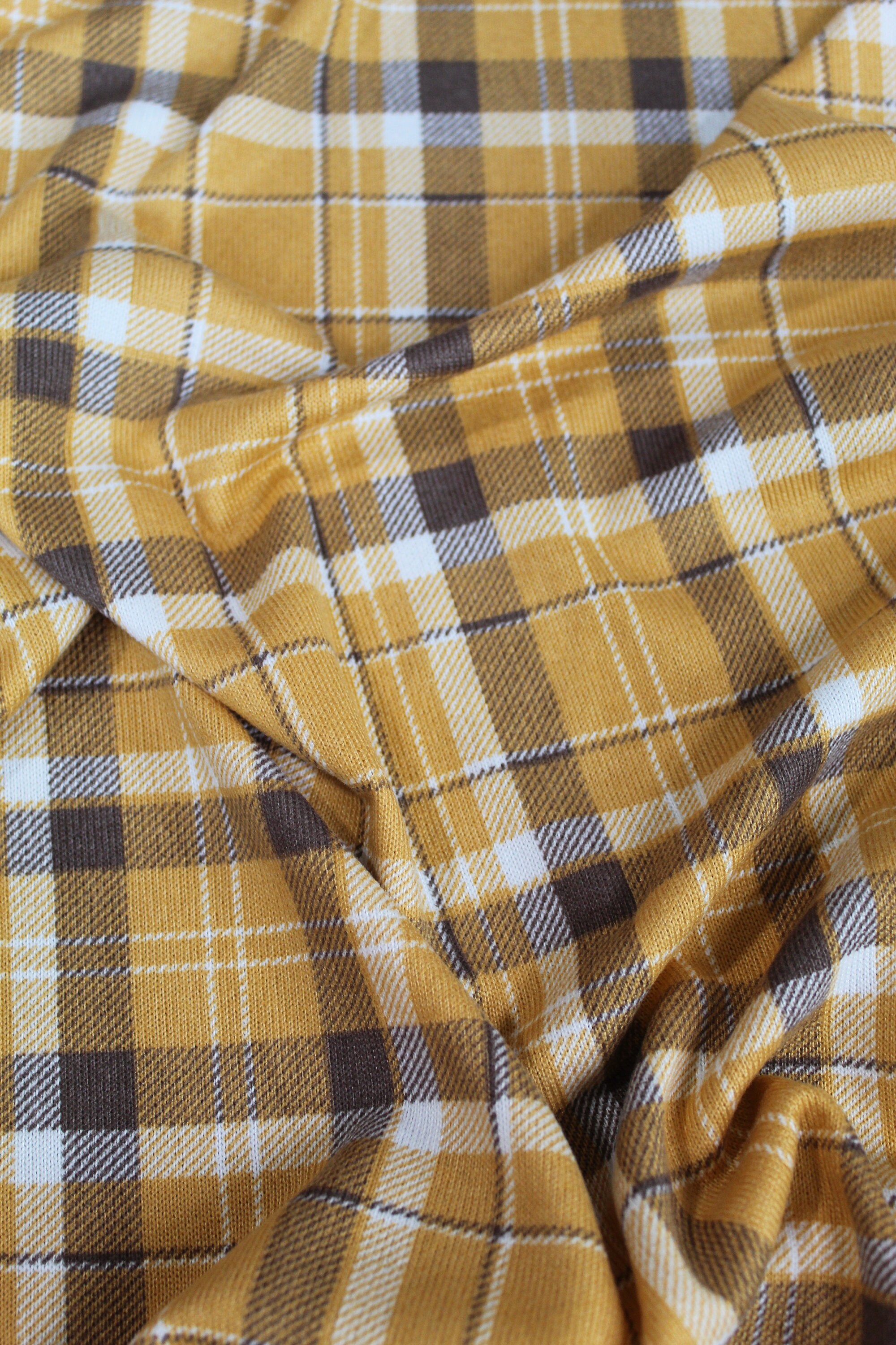 Super Soft Hacci Sweater Knit Yellow/ivory Plaid Print | Etsy