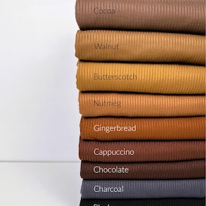 Rib Knit Fabric (4x2): 62 Colors, Solids Variety, Poly Spandex, 190 GSM ...