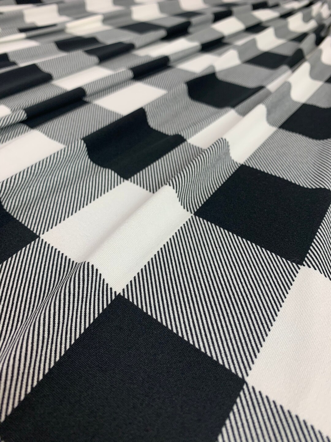 Double Brushed Poly, DBP Fabric, Buffalo Plaid, Black/white Fabric ...