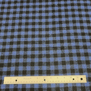 Plaid Flannel Fabric, Denim Blue and Black Buffalo Plaid, 100% Cotton ...