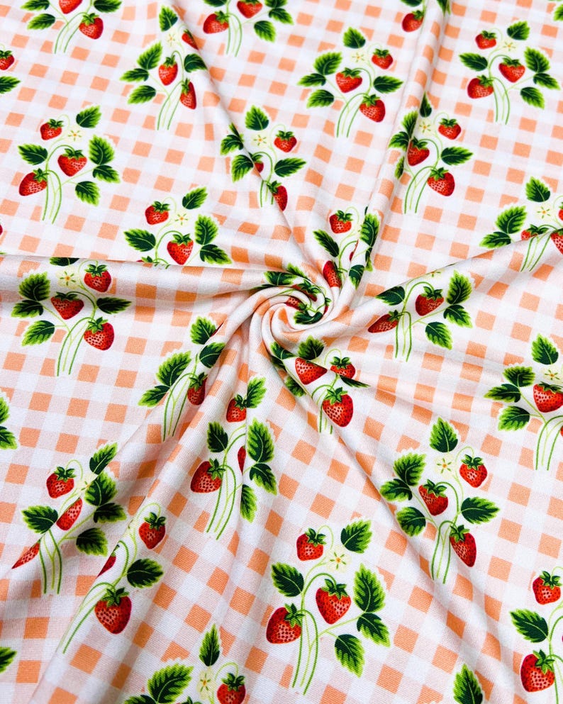 Strawberry Gingham Double Brushed Poly Fabric: Cottage Core - Etsy