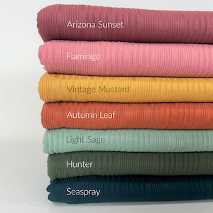 14 COLORS - Variegated Ribbed Knit Fabric, Solids Variety, Poly Spandex ...
