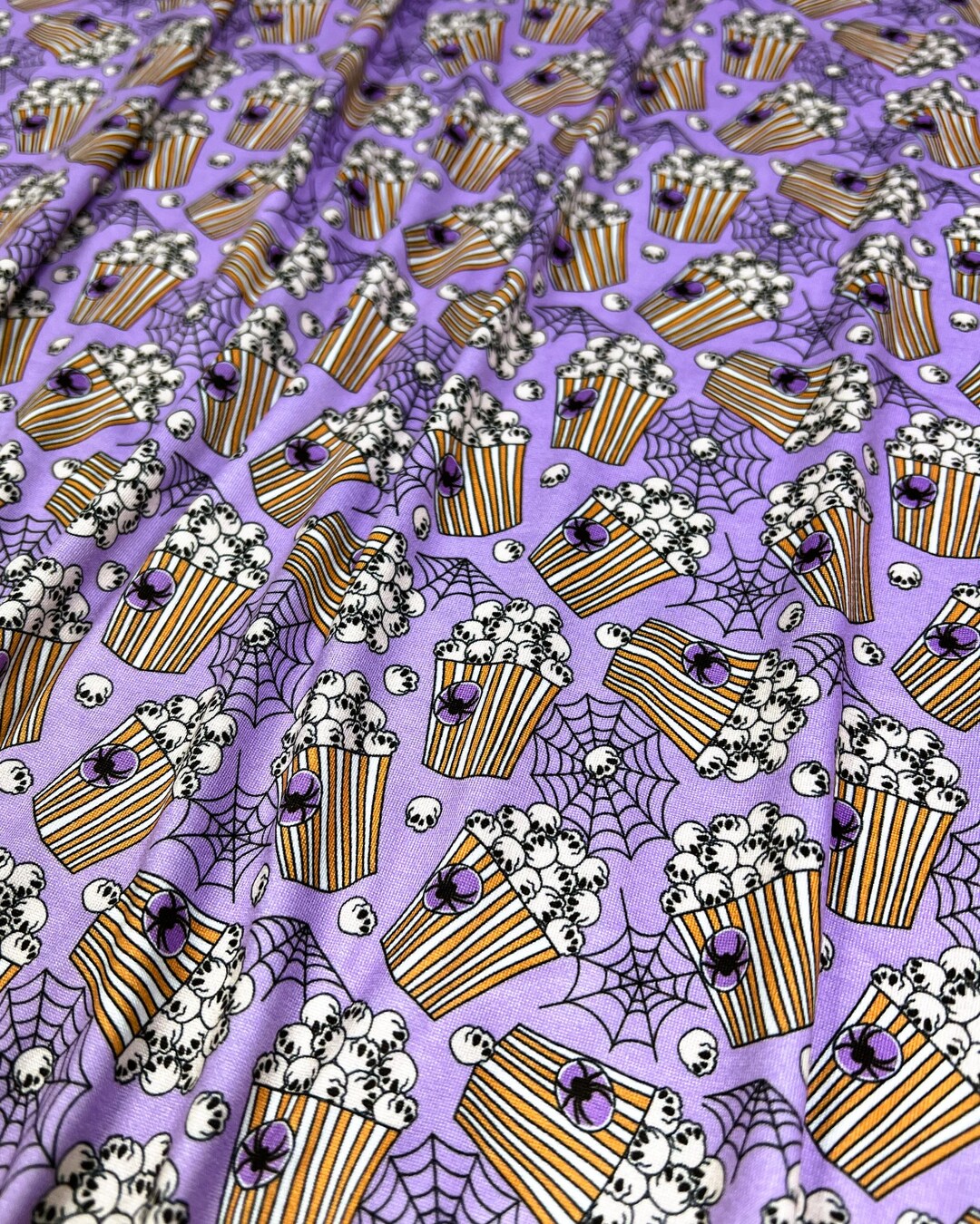 Double Brushed Poly, Spooky Skull Popcorn, Purple Base, - Etsy