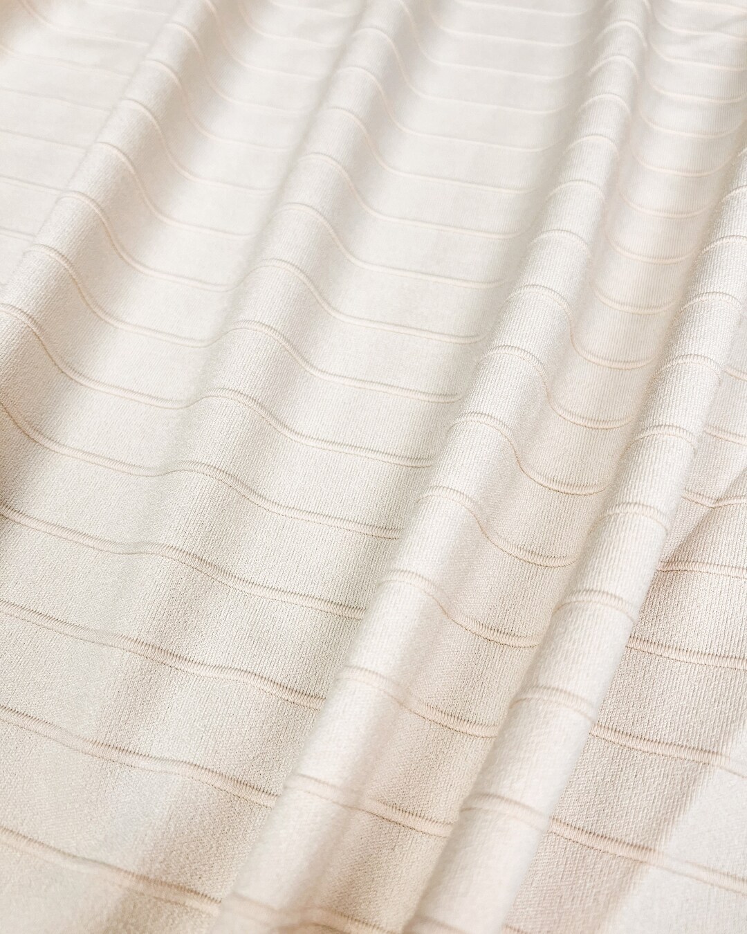 Double Knit Jacquard Fabric, Biscotti Beige, Raised Horizontal Stripes ...