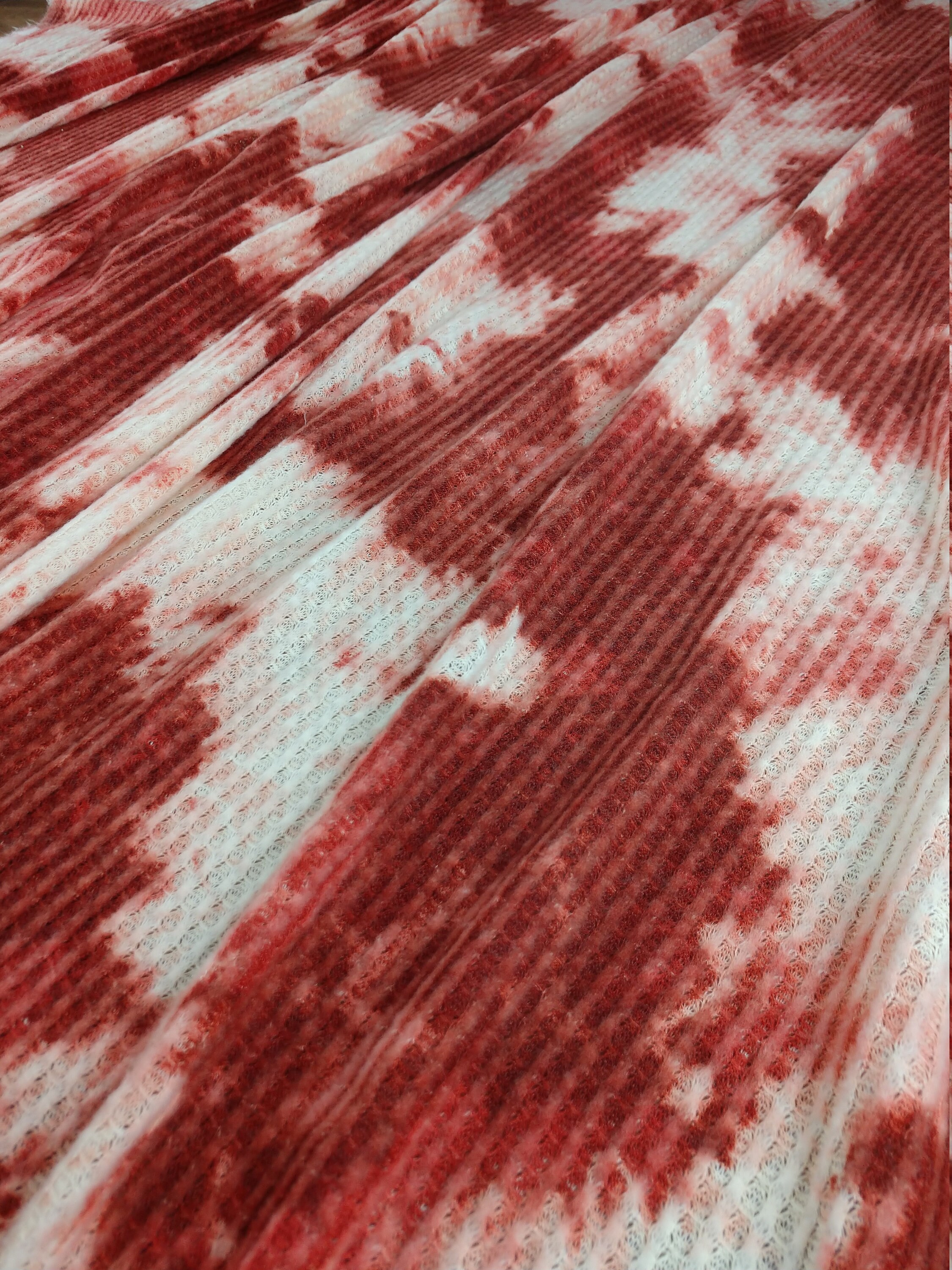 Brushed Waffle Fabric Knit Fabric Rust Colored Tye-Die | Etsy