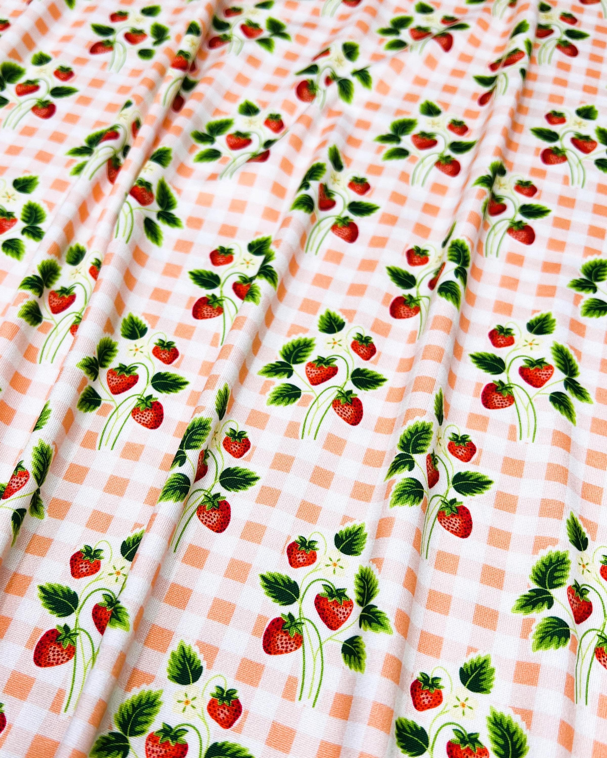 Strawberry Gingham Double Brushed Poly Fabric: Cottage Core - Etsy