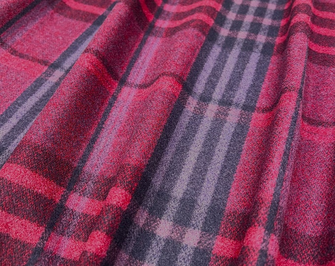 Wool Coating, Heavy Weight Fabric, Magenta/purple/lavender Plaid, 50/50 ...