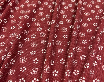 Rib Knit Fabric, Ditsy White Floral Print W/ Black Base, 2x2 Rib ...