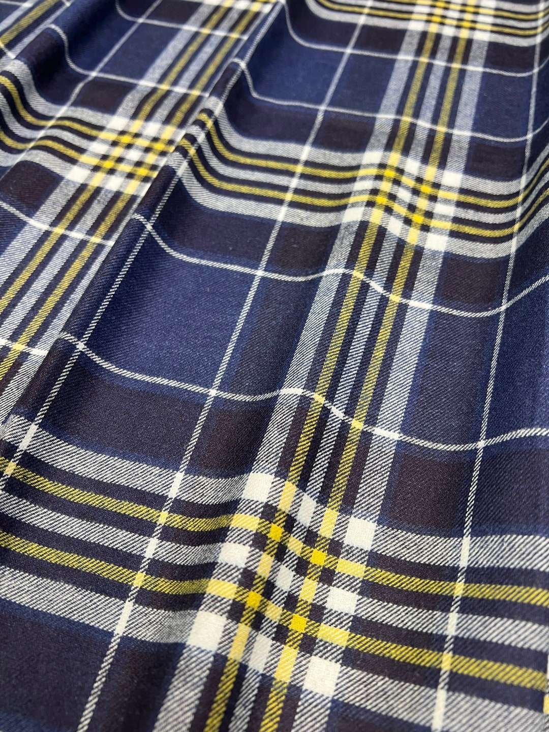 Plaid Flannel Fabric, Deep Shades of Blue and White Plaid W/ Hints of ...