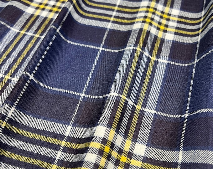 Plaid Flannel Fabric, Deep Shades of Blue and White Plaid W/ Hints of ...