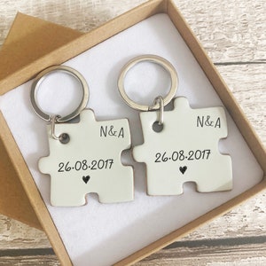 Couples Keyring, Personalised Special Date Keyring, His and Hers ...