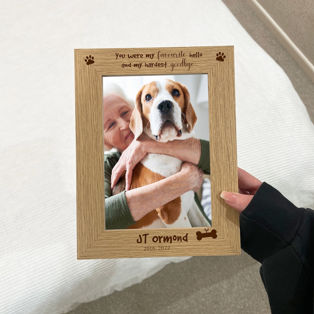 Dog Memorial Photo Frame Gift - Dog Remembrance Wooden 7x5 Picture ...