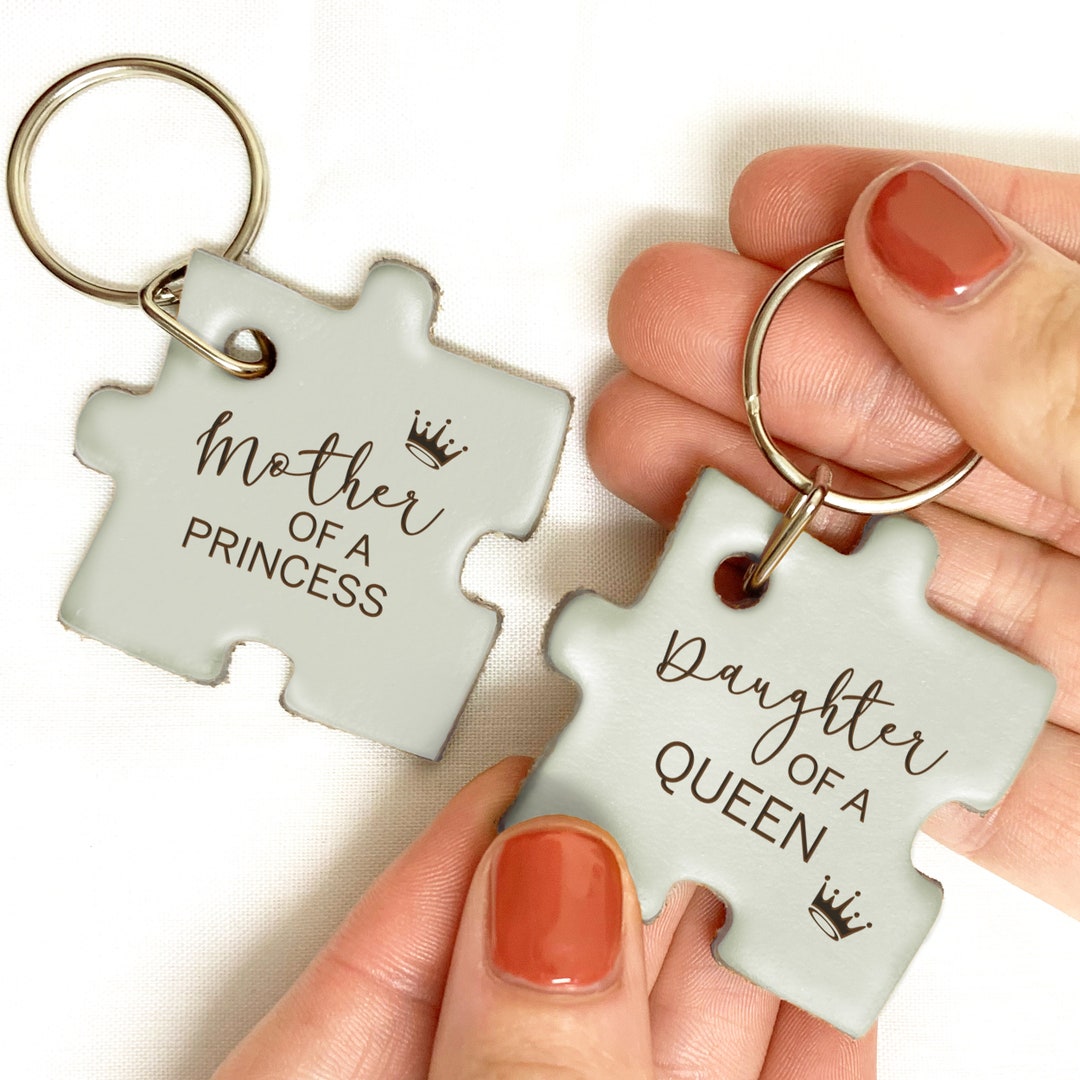 Mother and Daughter Gift, Mum Keyring Gift, Engraved Leather Pair of ...