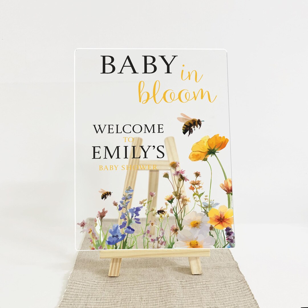 Baby in Bloom Sign, Baby Shower Welcome Sign, Personalised Baby Sign ...