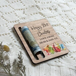 21st Birthday Gift, Money Gift Holder, Personalised Money Wallet, Money ...