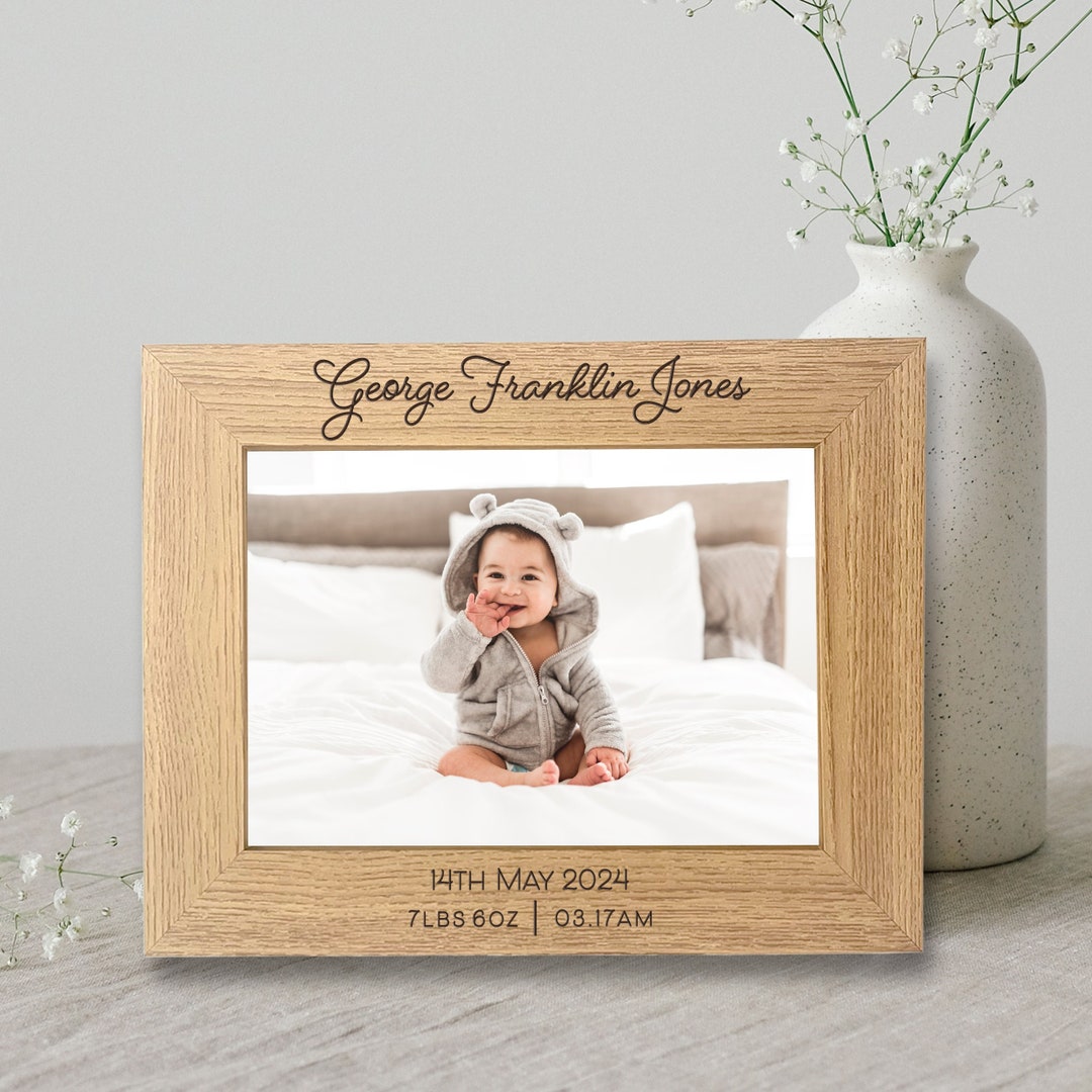 Baby Photo Frame, New Baby Picture Frame Engraved Gift for New Parents ...