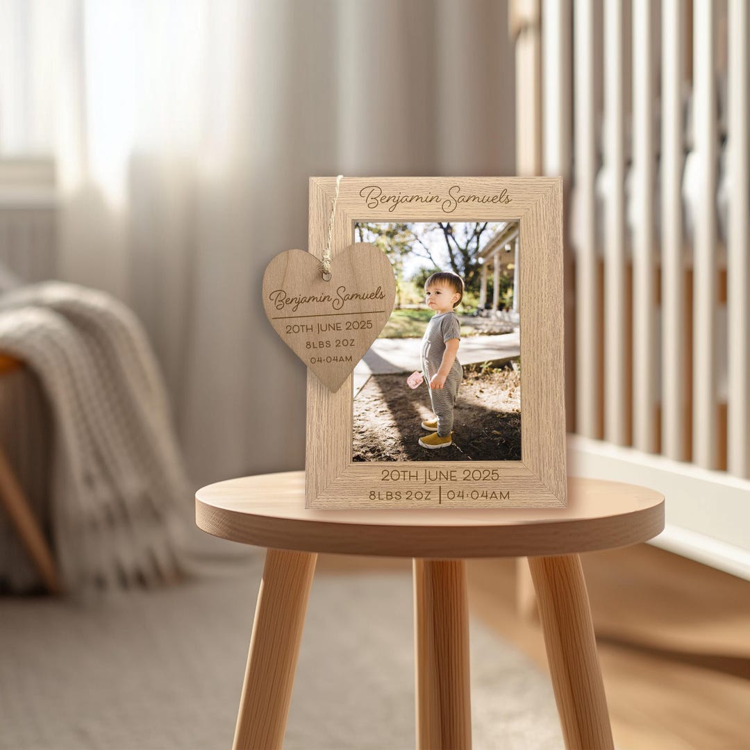 Baby Photo Frame, New Baby Picture Frame Engraved Gift for New Parents ...