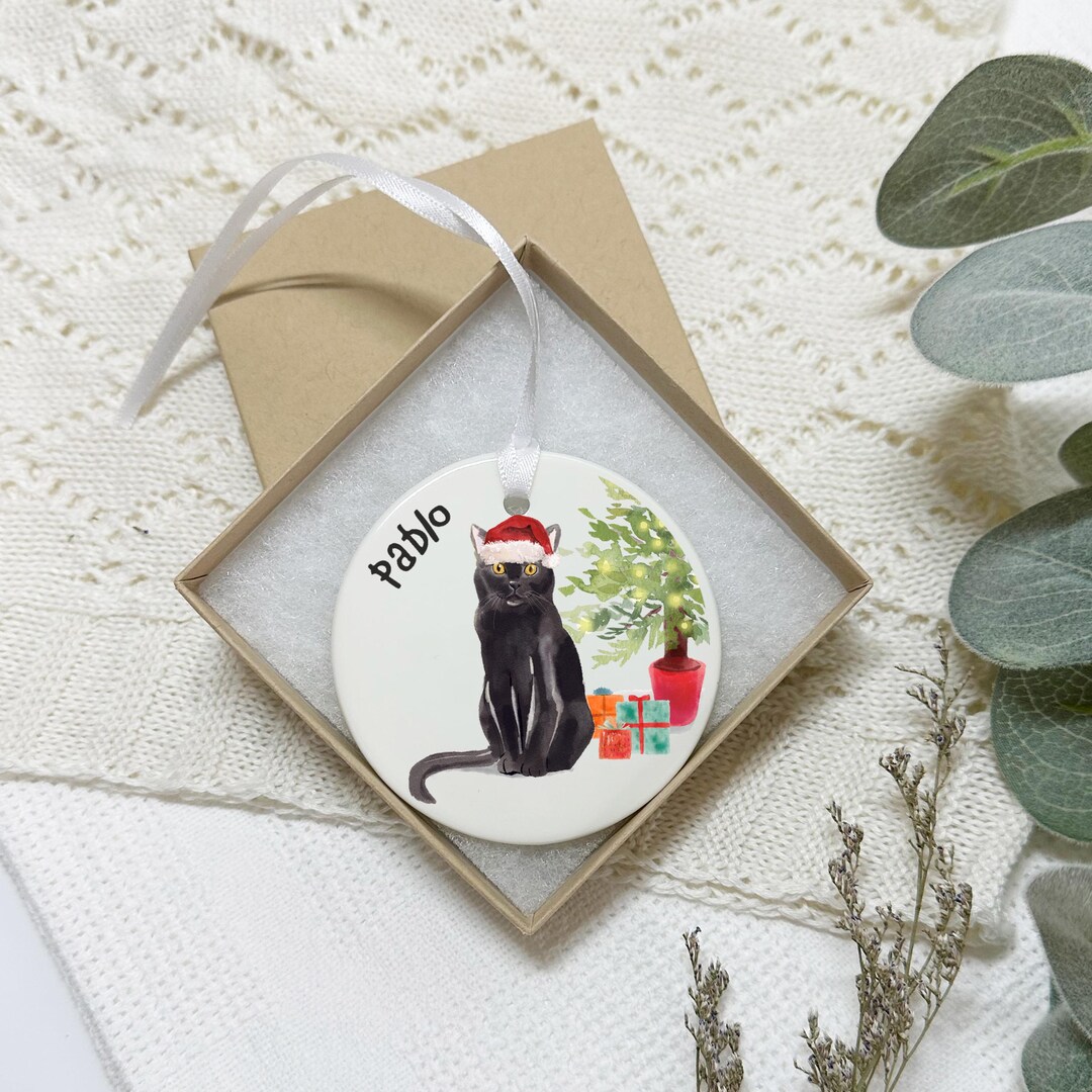 Bombay Cat Christmas Bauble, Black Bombay Cat Breed Decoration ...