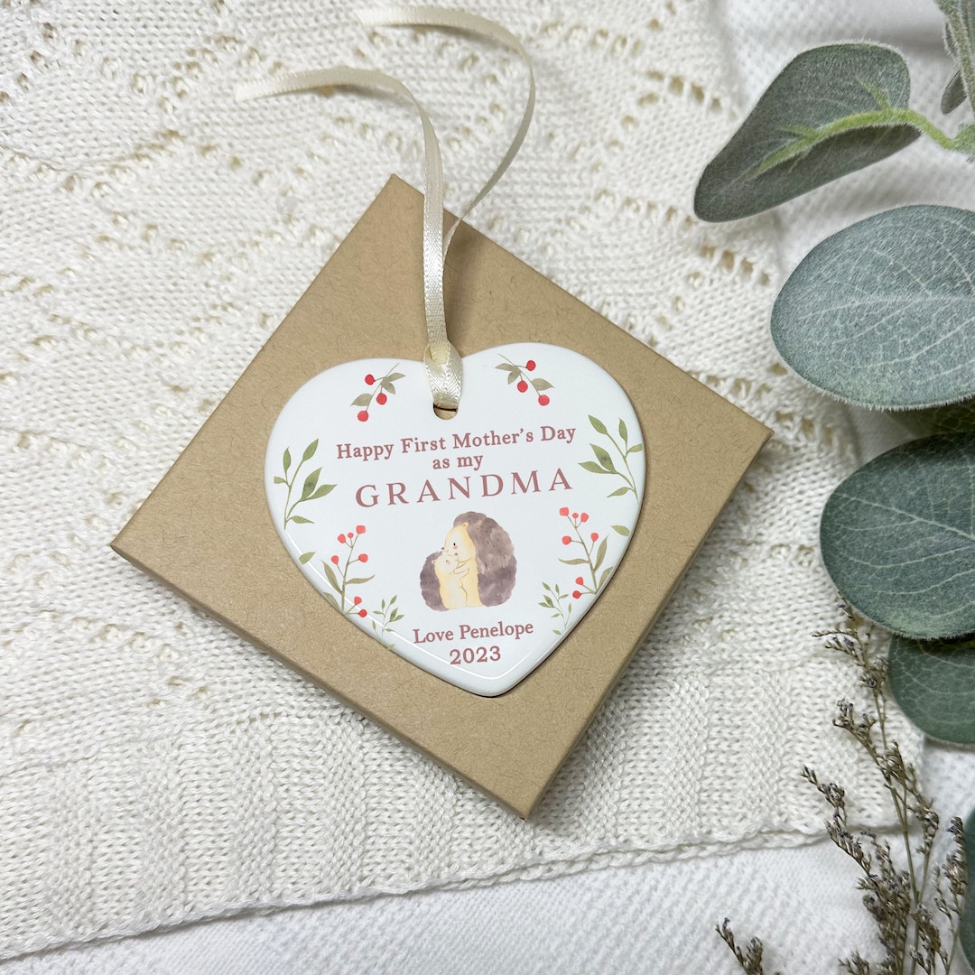 First Mothers Day Grandma Gift, Personalised Mother's Day Ceramic Heart ...