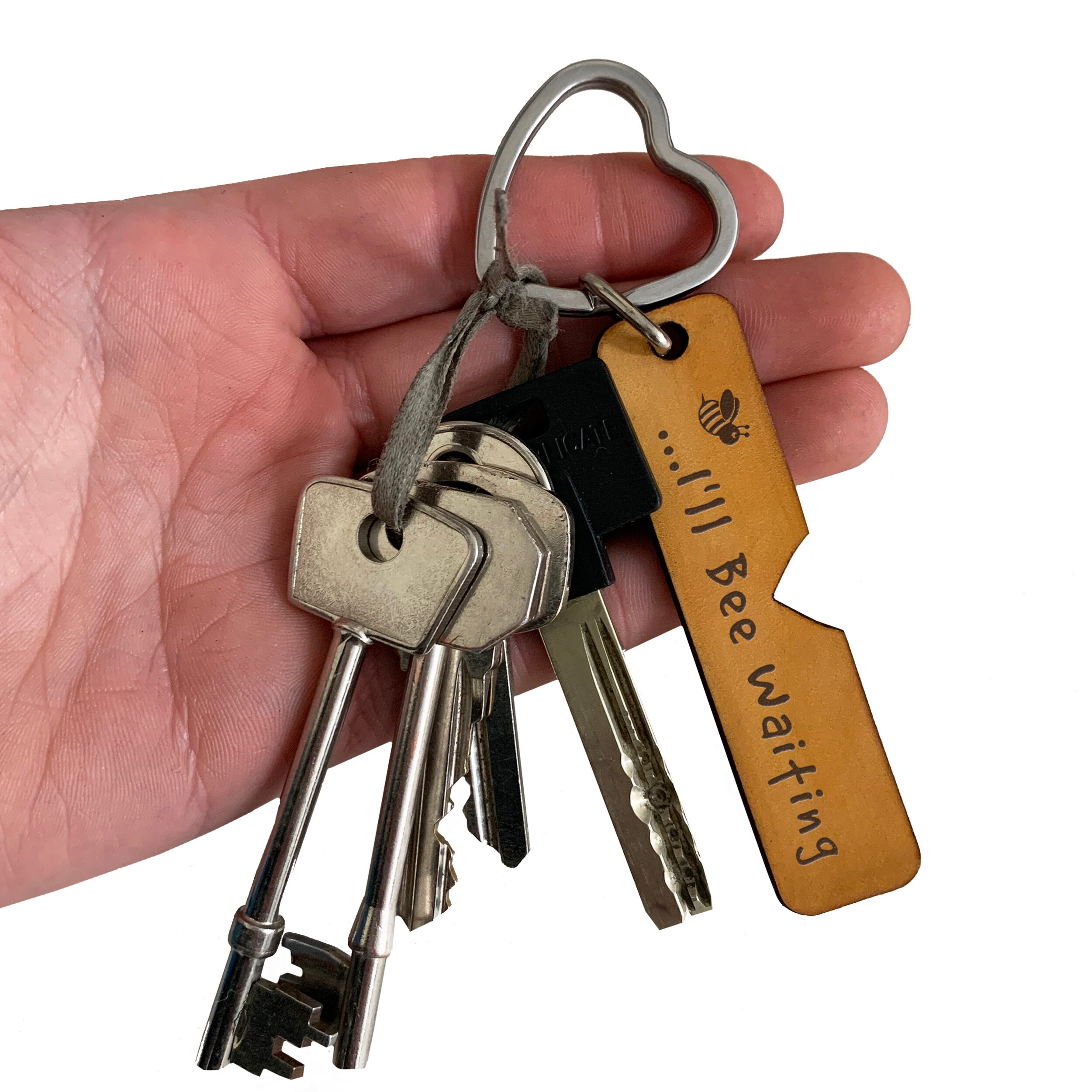 His & Hers Pair of Keyrings Leather Key Tag Pendant Engraved | Etsy