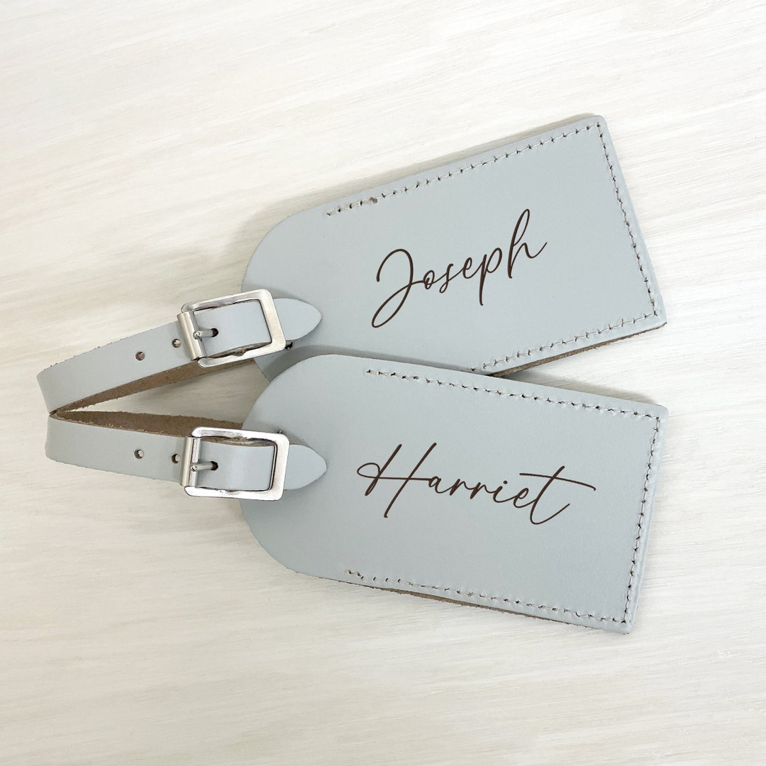 Engraved Leather Luggage Tags, Personalised Luggage Label, Leather ...