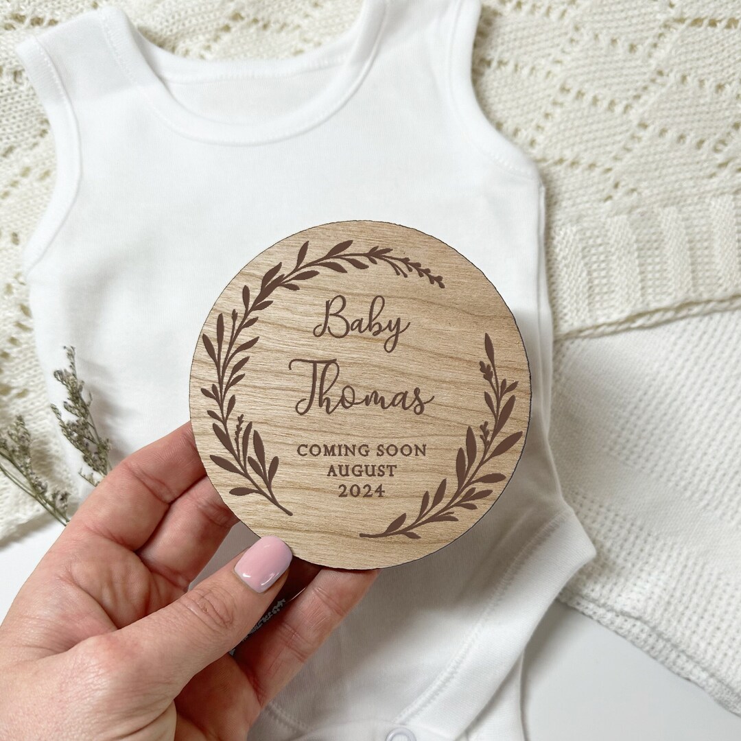 Pregnancy Announcement - Wooden Sign With Personalised, Baby Coming ...