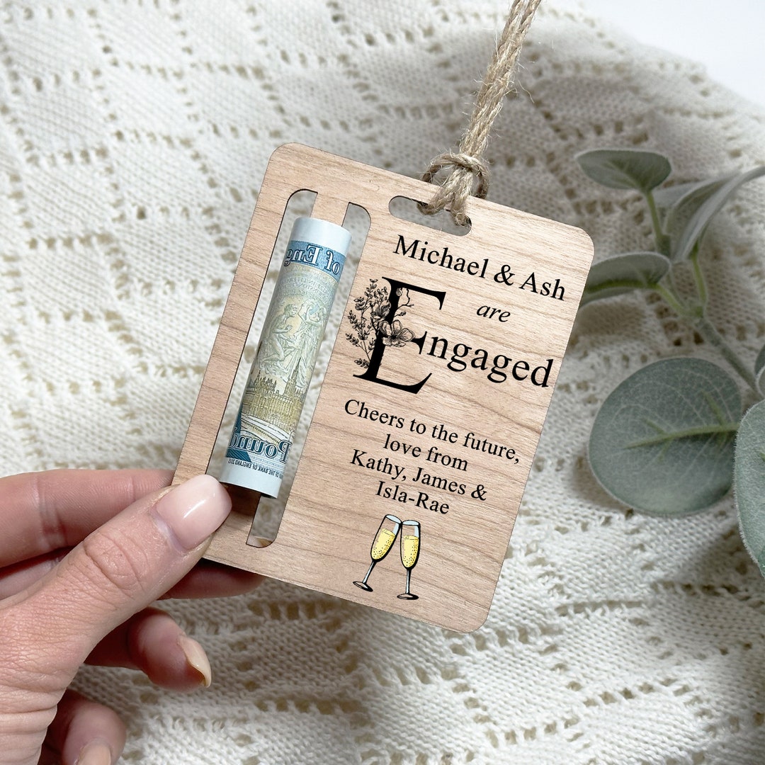 Engagement Gift, Money Holder, Personalised Engagement Gift for Couple ...