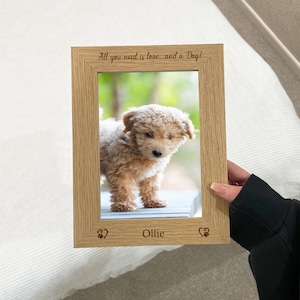 Dog Photo Frame Gift, Personalised Pet Dog Frame With Optional Wooden ...