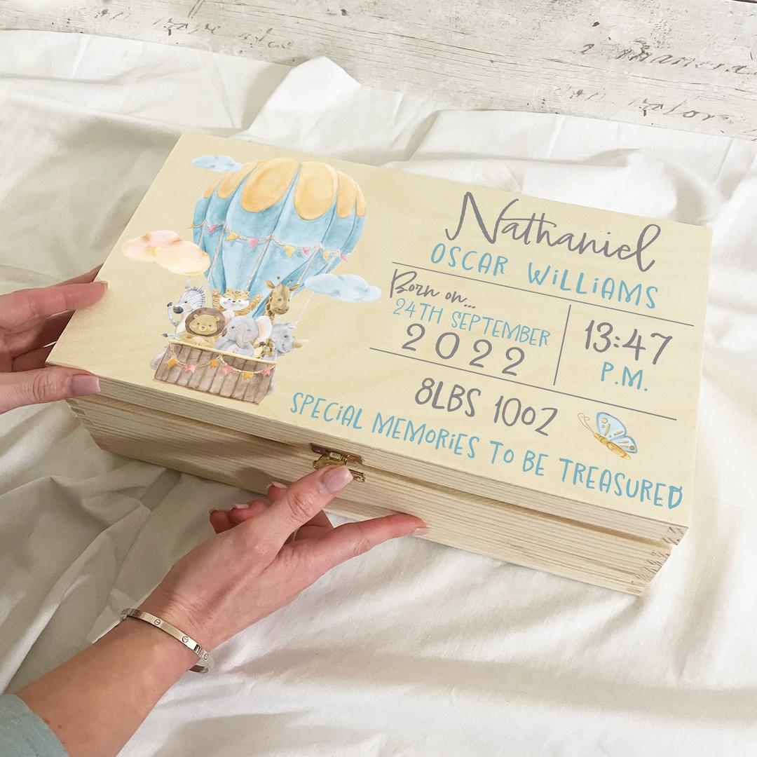 Baby Memory Box, Personalised Keepsake Box for Newborn Baby, Baby Boy ...