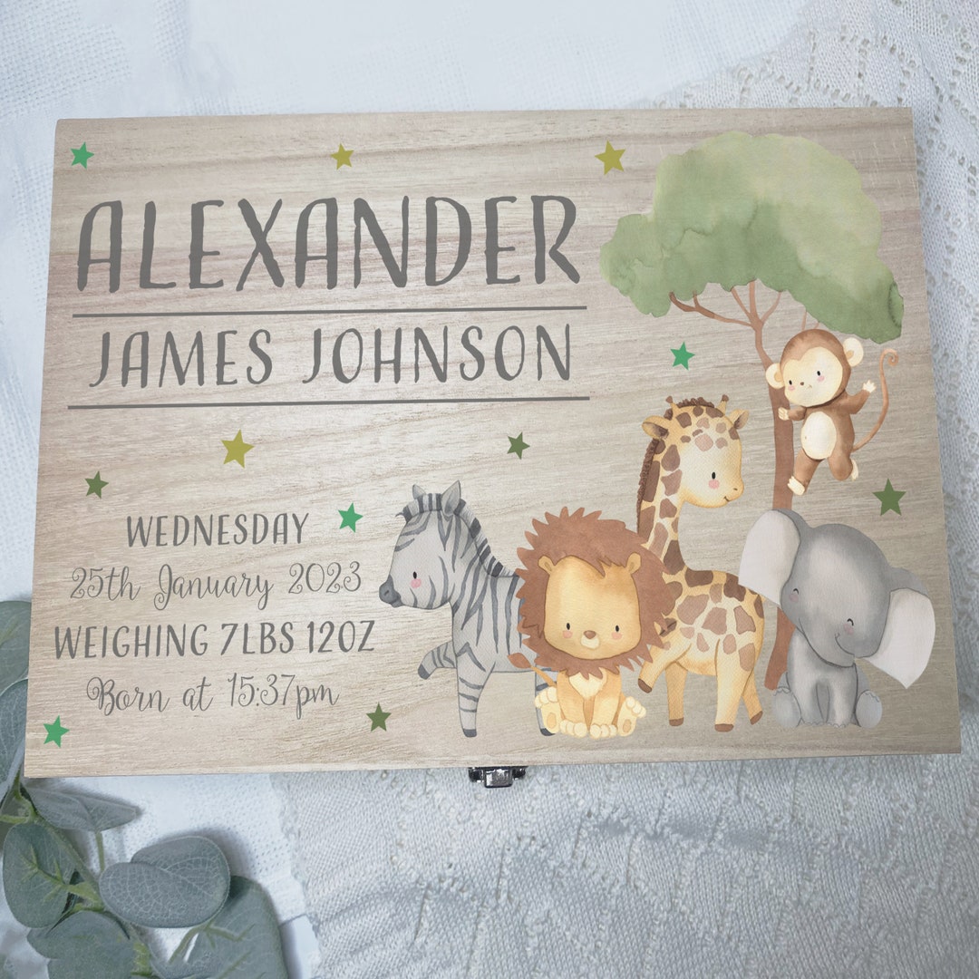 Baby Memory Box, Personalised Keepsake Box for Newborn Baby, Special ...