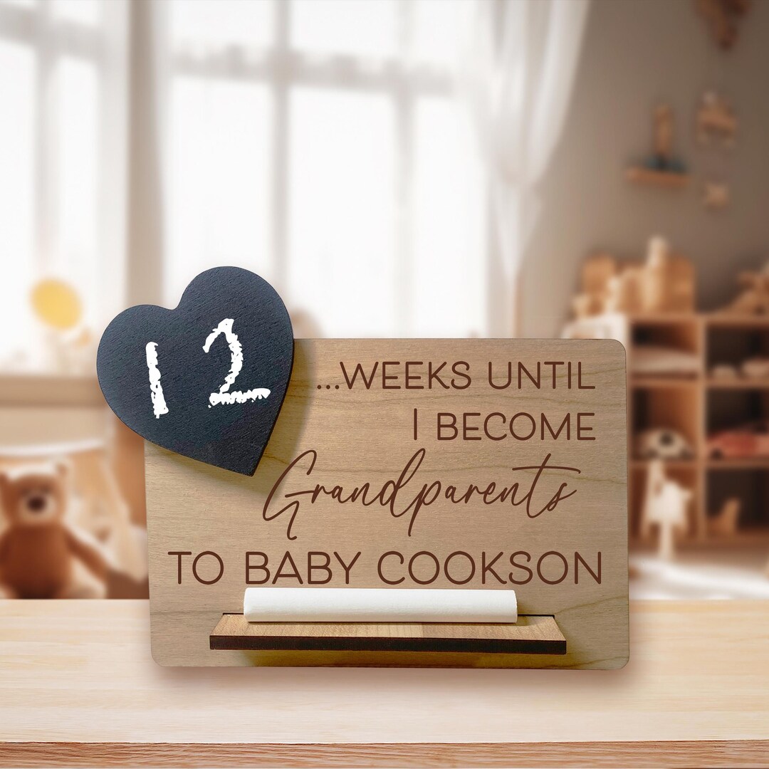 Grandparents Baby Announcement, Baby Countdown Plaque, Personalised ...