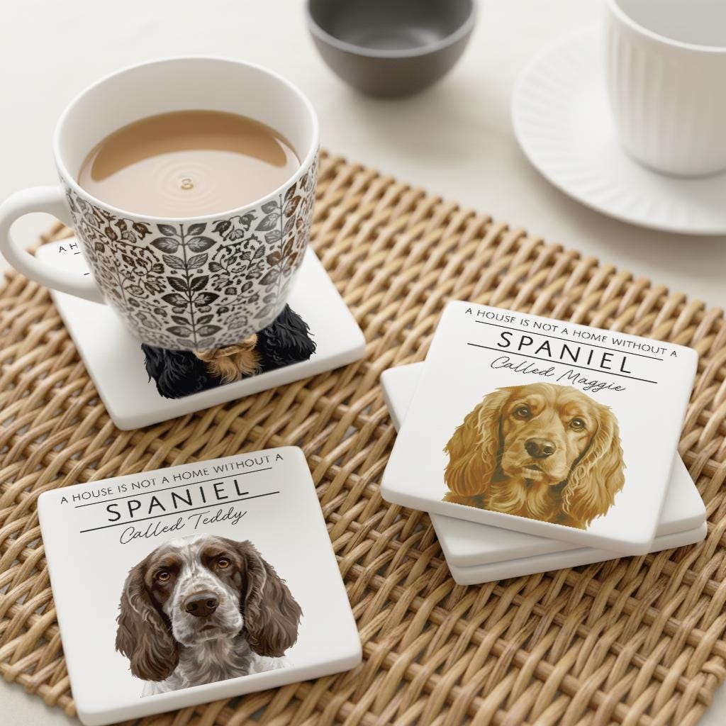 Cocker Spaniel Dog Coaster, Personalised Ceramic Pet Coaster, Coat ...