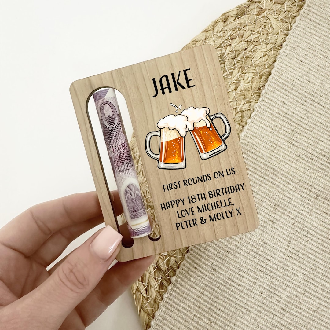 Personalized Birthday Money Holder, Beer Gift, Keepsake Wallet - Etsy