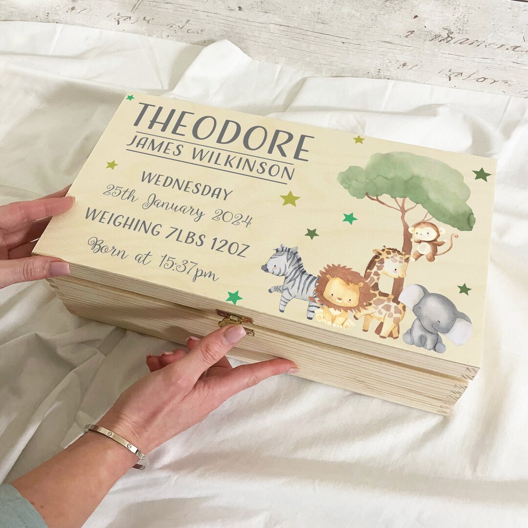 Baby Memory Box, Personalised Keepsake Box for Newborn Baby, Special ...