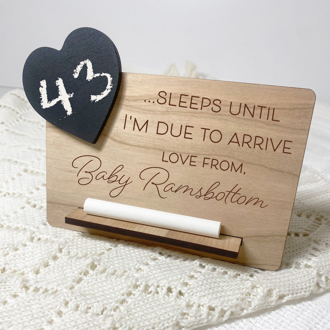 Baby Arrival Countdown Plaque, Personalised Chalk Plaque, Pregnancy ...