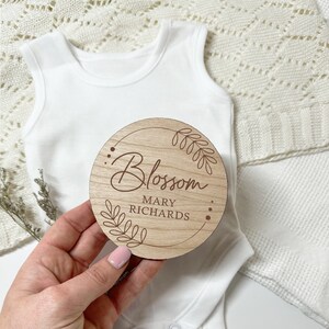 Baby Name Announcement Wooden Sign With Personalised, New Baby Arrival ...