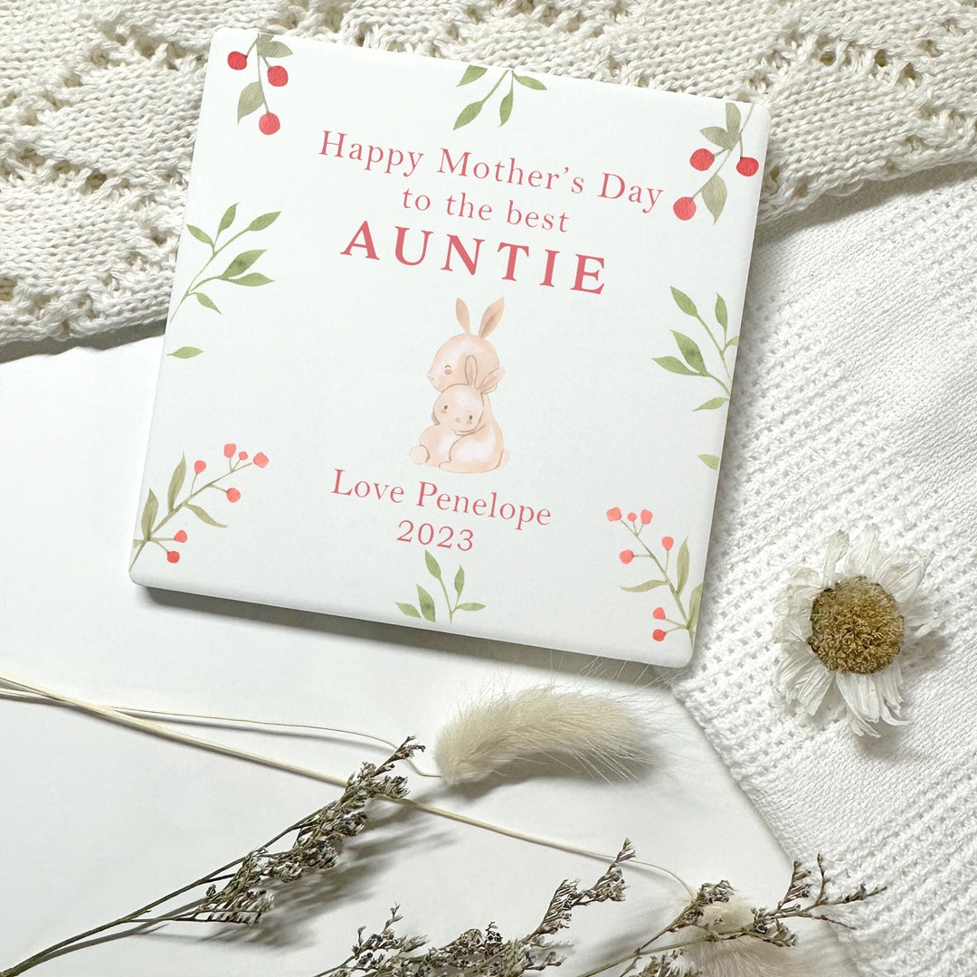 Mothers Day Auntie Coaster Gift, Personalised Mother's Day Gift Set for ...